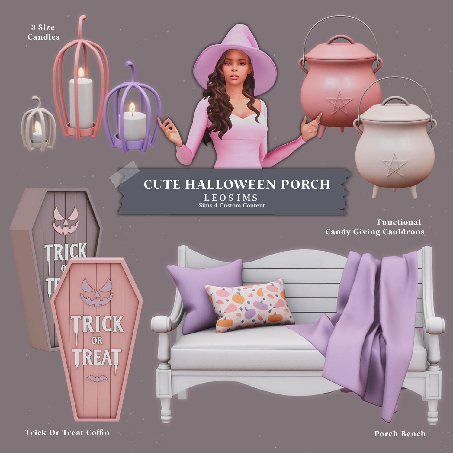 Милый декор для Хэллоуина Cute Halloween Porch | Sims4Mods