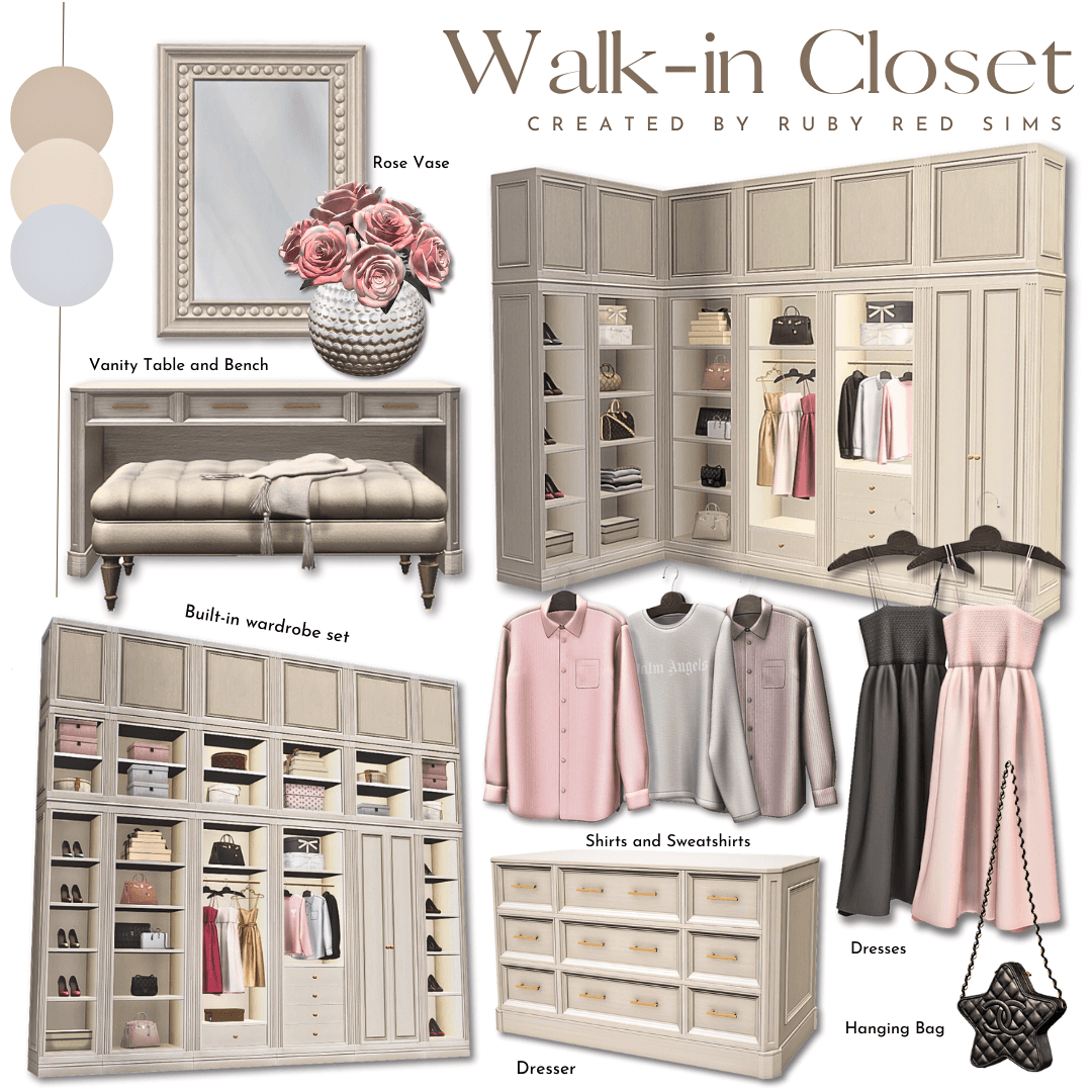 Гардеробная Elegant Modern Walk-In Closet | Sims4Mods