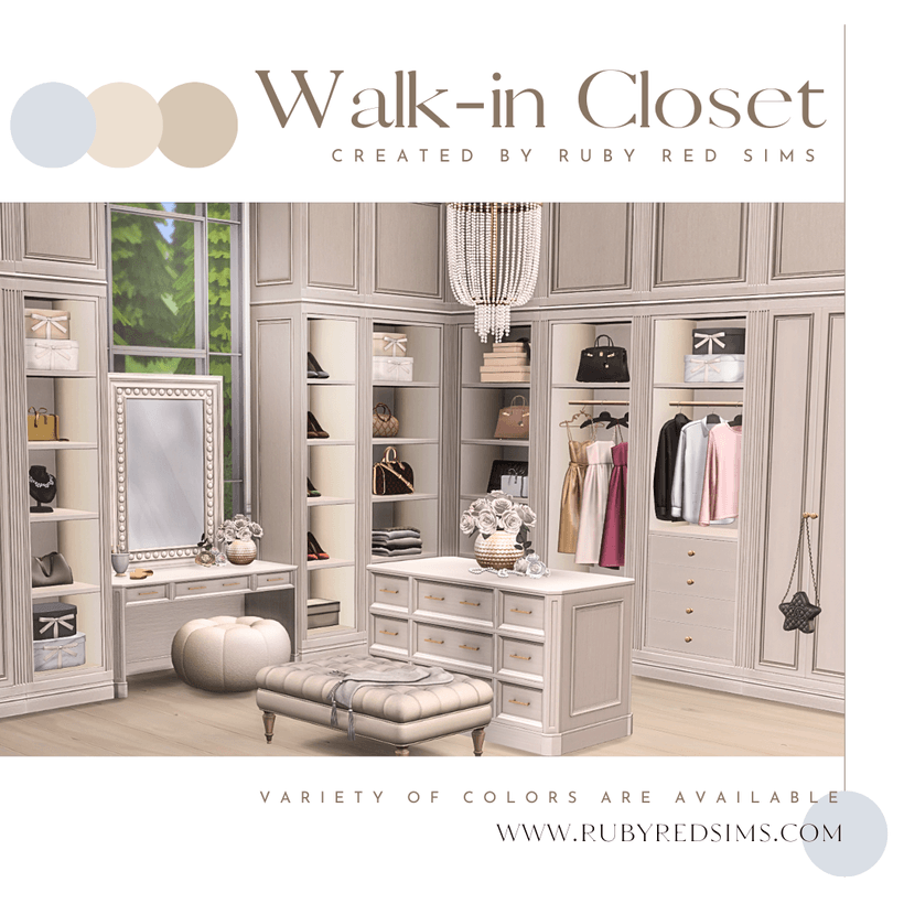 Гардеробная Elegant Modern Walk-In Closet | Sims4Mods