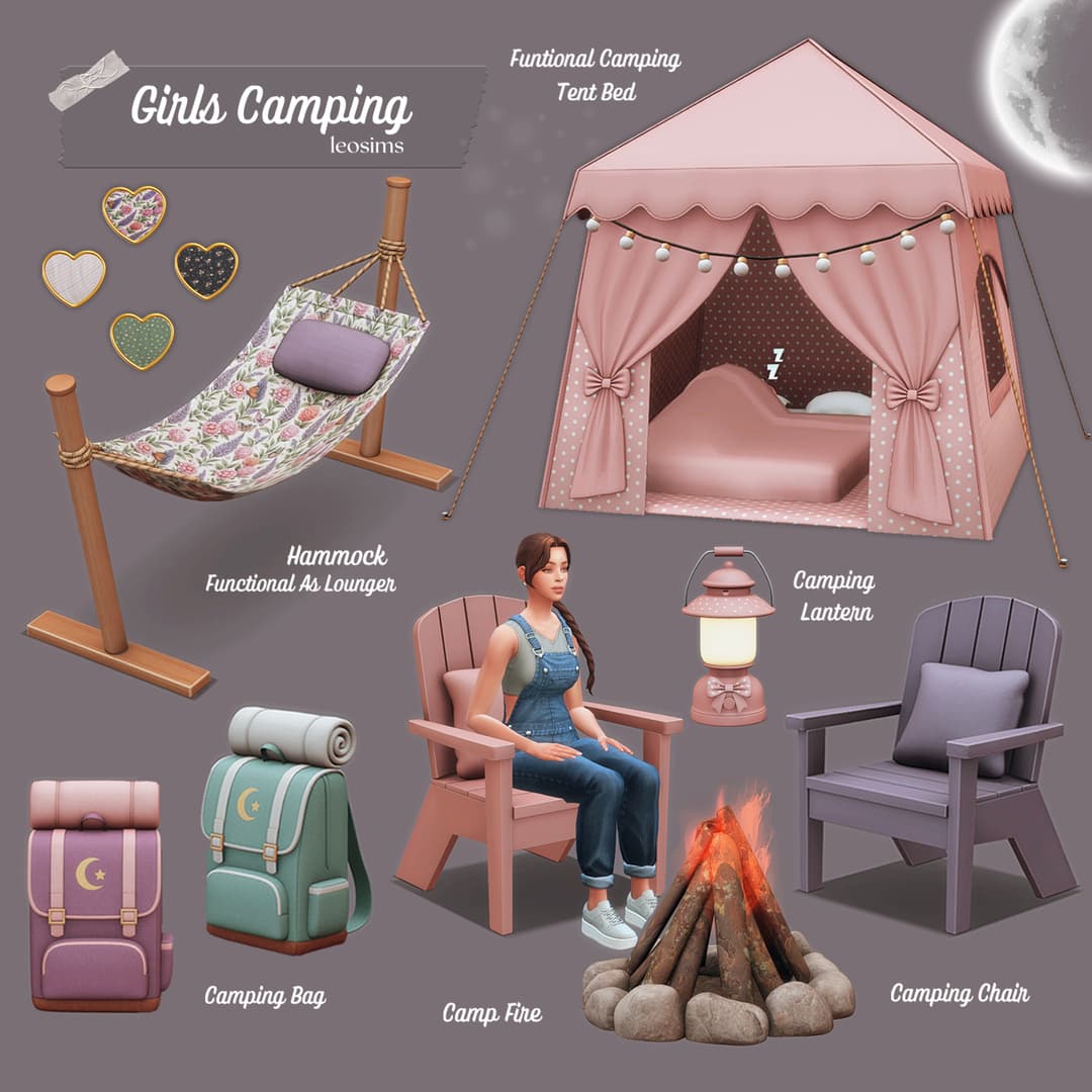Набор для кемпинга Girls Camping | Sims4Mods