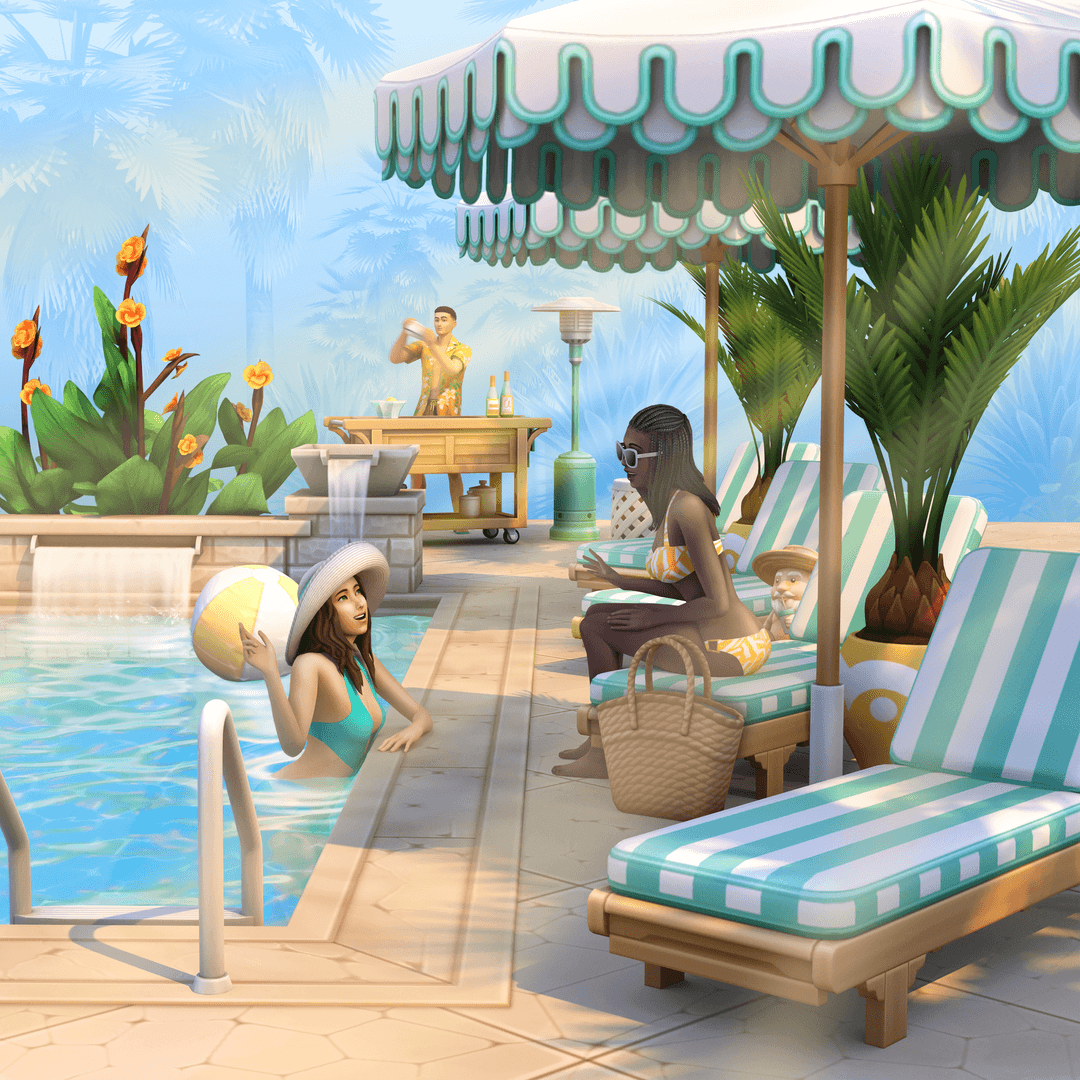 Набор для зоны у бассейна Poolside lounge pack | Sims4Mods