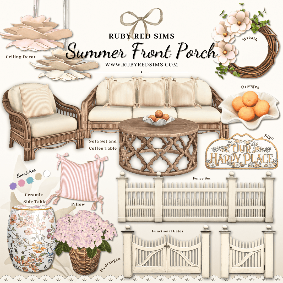 Сет для заднего двора Summer Front Porch | Sims4Mods