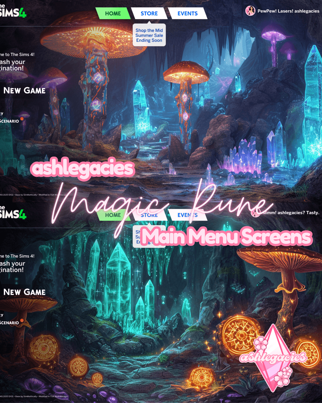 Фоны для главного меню Magic Rune Main Menu Screens | Sims4Mods